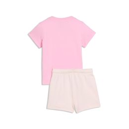 Puma Jungen Trainingsanzug "MINICATS ESS TEE AND SHORTS SET INF"pink shimmer, Gr. 62, bedruckt, Jersey, Obermaterial: 100% Baumwolle, Sportanz&uuml;ge,