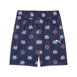 Puma Kinder Sporthose "Sporty Cats Relaxed Bedruckte Shorts Kinder"blau jewel, Gr. 98, bedruckt, Obermaterial: 100% Polyester; Futter: 100%