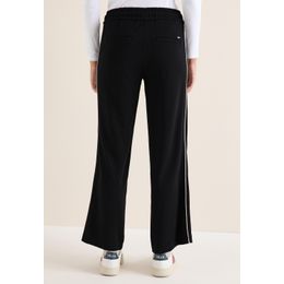 Cecil Damen Culotte, schwarz, Gr. M, unifarben mit Farbeinsatz, Stoff, 61% Viskose, 32% Polyamid, 7% Elasthan, Hosen, mit Tape