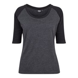 Kurzarmshirt Urban Classics "Urban Classics Damen Ladies 3/4 Contrast Raglan Tee", Damen, Gr. 5XL, charcoal, schwarz, 100% Baumwolle, mehrfarbig, normal, Balconnet, Shirts