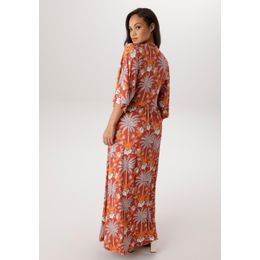 ANISTON PLUS Damen Jerseykleidorange, gemustert, Gr. 52, bedruckt, gemustert, Jersey, Obermaterial: 95% Viskose, 5% Elasthan, Kleider, in trendy