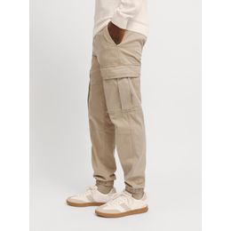 Jack & Jones JACK & JONES Herren Cargohose "JPSTKANE JJJONNIE CUFFED CARGO", beige, Gr. 30, unifarben, Web, Obermaterial: 98% Baumwolle, 2% Elasthan, Hosen