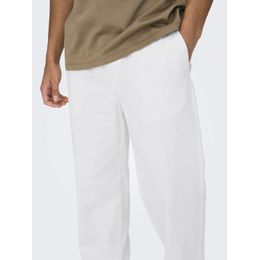 Only & Sons ONLY & SONS Herren Trainingshose "ONSSINUS LOOSE 0007 COT LIN PANT NOOS", wei&szlig;, Gr. M, unifarben, Web, Obermaterial: 75% Baumwolle, 25% Leinen, Hosen