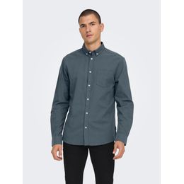 Only & Sons ONLY & SONS Herren Langarmhemd "ONSALVARO SLIM LS OXFORD SHIRT NOOS", blau, Gr. L, unifarben, Web, Obermaterial: 60% Baumwolle, 40% Polyester, Hemden