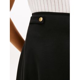 Tommy Hilfiger Damen A-Linien-Rock "GOLD BUTTON MIDI SKIRT", schwarz, Gr. XS, unifarben, Web, Obermaterial: 71% Baumwolle, 29% Polyester, R&ouml;cke, mit