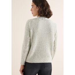 Cecil Damen Cardigan, wei&szlig;, Gr. XL, meliert, Strick, Obermaterial: 58% Baumwolle, 24% Polyacryl, 10% Nylon, 8% Polyester, Strickjacken, Chunky