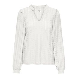 Only Damen Blusenshirt "ONLMELANIE L/S SPLIT TOP JRS", wei&szlig;, Gr. S, unifarben, Jersey, Obermaterial: 98% Polyester, 2% Elasthan, Shirts