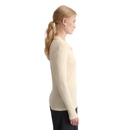 Marc O'Polo MARC O'POLO Damen Langarm-Poloshirt "aus Organic-Cotton-Modal-Mix", beige, Gr. XXL, unifarben, Obermaterial: 52% Baumwolle, 48% Modal, Shirts
