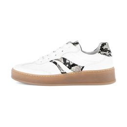Gabor Damen Plateausneaker "FLORENZ", Gr. 37wei&szlig;, natur, Kalbsleder, Reptilienpr&auml;gung, Schuhe, Freizeitschuh, Halbschuh, Schn&uuml;rer, im Retrolook,