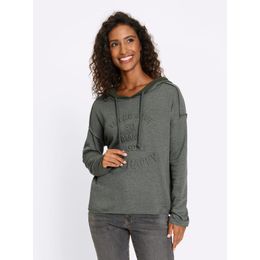 Heine Damen Sweatshirtkhaki, Gr. 38, unifarben, 70% Baumwolle, 30% Polyester, Sweatshirts