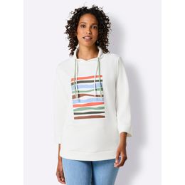 Damen Sweatshirt, wei&szlig;, Gr. 42, CREATION L PREMIUM, gemustert, 50% Modal, 44% Polyester, 6% Elasthan, Sweatshirts