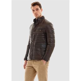 Pierre Cardin Herren Lederjacke, braun, Gr. M, kariert, 100% Leder, Jacken, in tollem Stepp-Design
