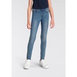Kidsworld M&auml;dchen Jeansjeggings "Stetch-Jeans mit schmalem Bein", blau, Gr. 98, Denim/Jeans, Obermaterial: 74% Baumwolle, 24% Polyester, 2% Elasthan,