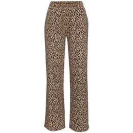 s.Oliver Damen Pyjamahose, Gr. 36braun, schwarz, gemustert, Single Jersey, Obermaterial: 50% Baumwolle, 50% Viskose, gemustert, Hosen, mit weitem Bein