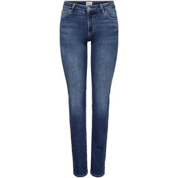 Only Damen Straight-Jeans "ONLALICIA REG STRT DNM DOT879", blau, Gr. 28, Abriebeffekte, Denim/Jeans, Obermaterial: 93% Baumwolle, 5%