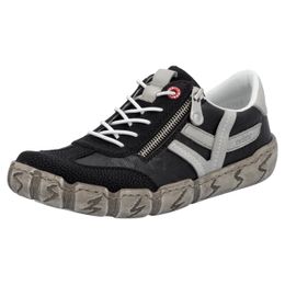 Rieker Damen Slip-On Sneaker, Gr. 38, schwarz, Leder, Lederimitat, kontrastfarbene Details, Schuhe, Halbschuh, Schlupfschuh, Freizeitschuh mit