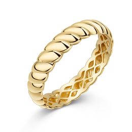 Firetti Damen Fingerring "Schmuck Geschenk Gold 375 Damenring Ring Kordel", 54, Gelbgold 375, 4,6mm, gold, Gelbgold 375, Fingerringe