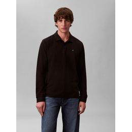 Herren Langarm-Poloshirt, schwarz, Gr. XL, Calvin Klein Jeans, unifarben, Piqu&eacute;, Obermaterial: 100% Baumwolle, Shirts, Regular fit mit