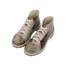 DOGO Damen Stiefel "Shortcut Boots I Watch And Judge Damen Stiefeletten", Gr. 39, beige, Lederimitat, Schuhe, Handgefertigt