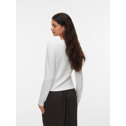 V&eacute;ro Moda VERO MODA Damen Langarmshirt "VMMILLE LS BOATNECK SHORT TOP JRS NOOS", wei&szlig;, Gr. M, unifarben, Jersey, Obermaterial: 53% Polyester, 42% Viskose, 5%