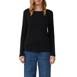 s.Oliver Damen Langarmshirt, schwarz, Gr. 44, unifarben, Single Jersey, Obermaterial: 100% Baumwolle, Shirts, mit Rundhalsausschnitt, 2er Pack