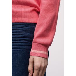 Street One Damen Strickpullover, pink, Gr. 42, unifarben mit Farbeinsatz, Strick, Obermaterial: 60% Viskose, 20% Baumwolle, 20% Nylon, Pullover, mit