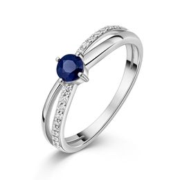 Firetti Damen Fingerring "Schmuck Geschenk Gold 333 Damenring Ring", 54, Wei&szlig;gold 333, 2mmwei&szlig;goldfarben, dunkelblau, kristallwei&szlig;, Wei&szlig;gold 333,