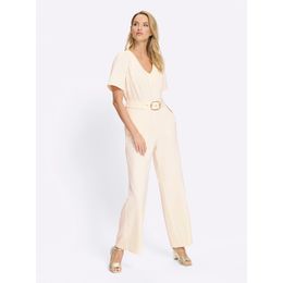 Heine Damen Jumpsuitchampagner, Gr. 42, unifarben, 90% Polyester, 10% Elasthan, Overalls