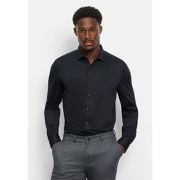 OLYMP Herren Businesshemd "OLYMP Level Five 24/Seven, Body Fit, Modern Kent", schwarz, Gr. 38, 86% Polyamid, 14% Elasthan, Hemden