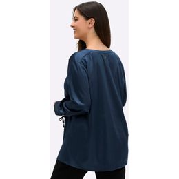sheego Damen Longbluse, blau, Gr. 50, unifarben, 97% Polyester, 3% Elasthan, Blusen