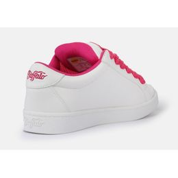 Buffalo Damen Sneaker "LIBERTY", Gr. 37wei&szlig;, pink, Lederimitat, kontrastfarbene Details, Schuhe, Freizeitschuh, Schn&uuml;rschuh, Halbschuh mit trendigem