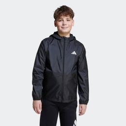 Jungen Regenjacke "J RAIN JKT", schwarz, Gr. 140, adidas Sportswear, Obermaterial: 100% Polyester, Jacken