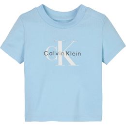 M&auml;dchen T-Shirt "MONOGRAM SS T-SHIRT", Calvin Klein Jeans, Gr. 98rain dance, Jersey, Obermaterial: 93% Baumwolle, 7% Elasthan, unifarben, Shirts, f&uuml;r