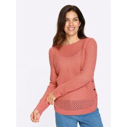 Classic Basics Damen Ajourpullover "Ajour-Pullover", rosa, Gr. 42, unifarben, 100% Polyacryl, Pullover