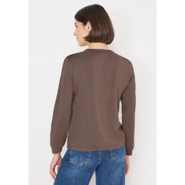 Cecil Damen Langarmshirt, braun, Gr. S, unifarben, Stoff, 50% Polyester, 46% Viskose, 4% Elasthan, Shirts, mit Tape Detail am &Auml;rmel