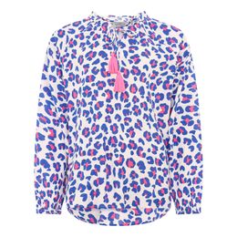 Zwillingsherz Damen Schlupfbluse ""Colorful Leo"", blau, Gr. LXL, animal-print, Obermaterial: 100% Viskose, Blusen, Animal-Muster, Langarm, Tasseln,