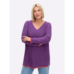 sheego Pullover Damen Gr&ouml;&szlig;e XXL lila / hummer