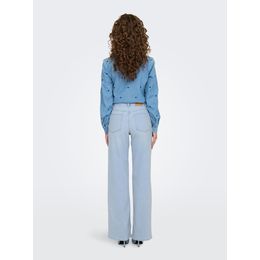 Only Damen High-waist-Jeans "ONLMADISON BLUSH HW WIDE DNM CRO495 NOOS"light blau bleached denim, Gr. M, unifarben, Denim/Jeans, Obermaterial: 82%