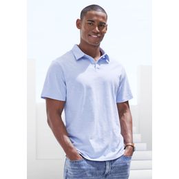 John Devin Herren Poloshirt "mit Slub-Garn Struktur", blau, Gr. L, meliert, Jersey, Obermaterial: 100% Baumwolle, Shirts, aus leichter,