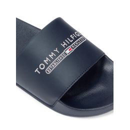 Tommy Hilfiger Herren Pantolette "Tommy Hilfiger RAISED POOL SLIDE", Gr. 41, blau, Synthetik, Schuhe, Sommerschuh, Badeschuh, Haussschuh mit