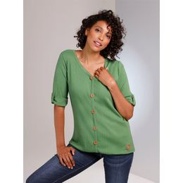 Damen Kurzarmshirt "Lyocell-Baumwoll-Shirt", gr&uuml;n, Gr. 40, CREATION L PREMIUM, unifarben, 65% Lyocell, 30% Baumwolle, 5% Elasthan, Shirts