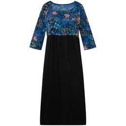 Ulla Popken Kleid Damen Gr&ouml;&szlig;e 42/44 blau / gr&uuml;n / hummer / schwarz Winterkleid