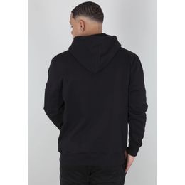 Herren Kapuzensweatshirt "Alpha Label Hoody", schwarz, Gr. S, Alpha Industries, bedruckt, angeraute Sweatware, Obermaterial: 100% Baumwolle,