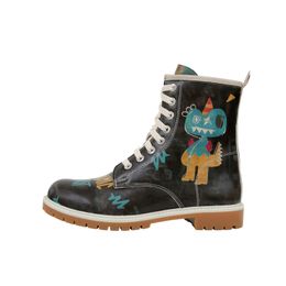 DOGO Damen Schn&uuml;rboots "Long Boots Schn&uuml;rstiefel Dynamic Spirit Damen Stiefeletten", Gr. 40schwarz, Lederimitat, Schuhe, Handgefertigt
