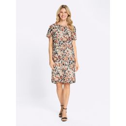 Classic Basics Damen Druckkleid "Druck-Kleid"champagner, papaya, bedruckt, Gr. 38, gebl&uuml;mt, gemustert, 100% Polyester, Kleider