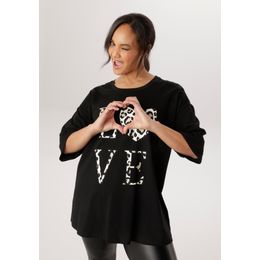 Kurzarmshirt ANISTON PLUS, Damen, Gr. 48, schwarz, Single Jersey, Obermaterial: 100% Baumwolle, unifarben, figurumspielend Po-bedeckend, Rundhals, Shirts