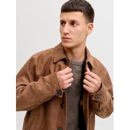 Jack & Jones JACK & JONES Herren Hemdjacke "JJECASABLANCA SHACKET SN", braun, Gr. S, unifarben, Web, Obermaterial: 100% Polyester, Jacken, mit auff&auml;lliger