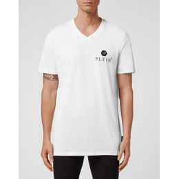 Philipp Plein Herren T-Shirt "V-Ausschnitt-T-Shirt", wei&szlig;, Gr. S, Obermaterial: 100% Baumwolle, Shirts