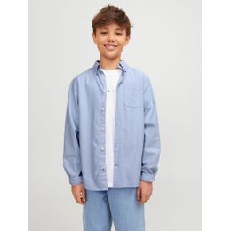 Jack & Jones Kinder Langarmhemd "JJEOXFORD SHIRT L/S NOOS JNR"cashmere blau, Gr. 176, JACK & JONES JUNIOR, unifarben, Web, Obermaterial: 100% Baumwolle, Hemden