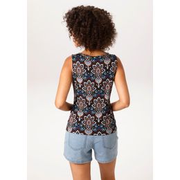 Aniston CASUAL Damen Tanktopschwarz, braun, t&uuml;rkis, wei&szlig;, blau, ocker, Gr. 42, Paisley, bedruckt, gebl&uuml;mt, Single Jersey, Obermaterial: 95% Viskose,
